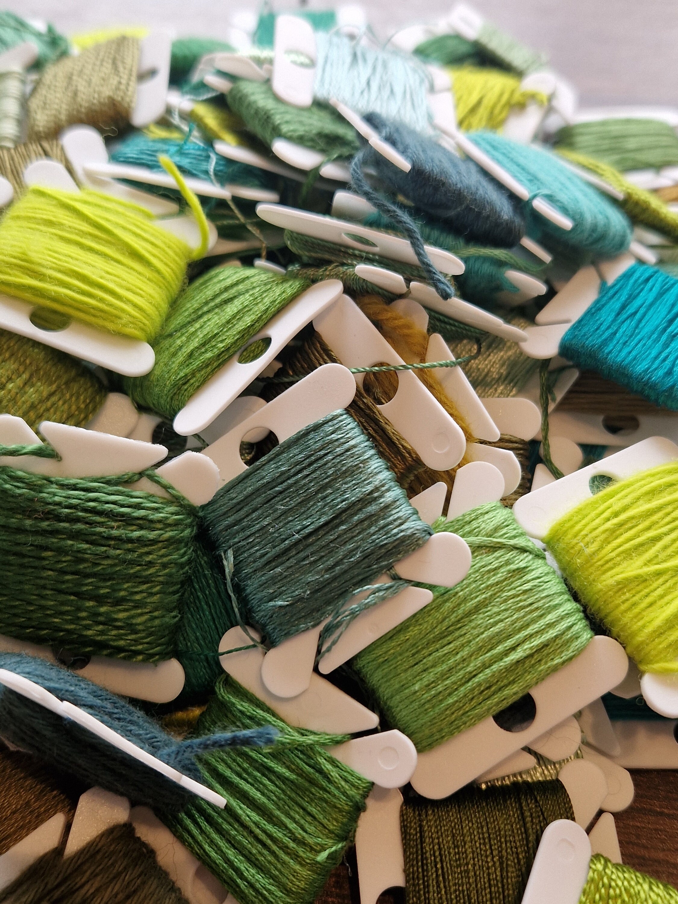 Green Embroidery Thread Bundle, Fibre Art Bundle, Cross Stitch or ...