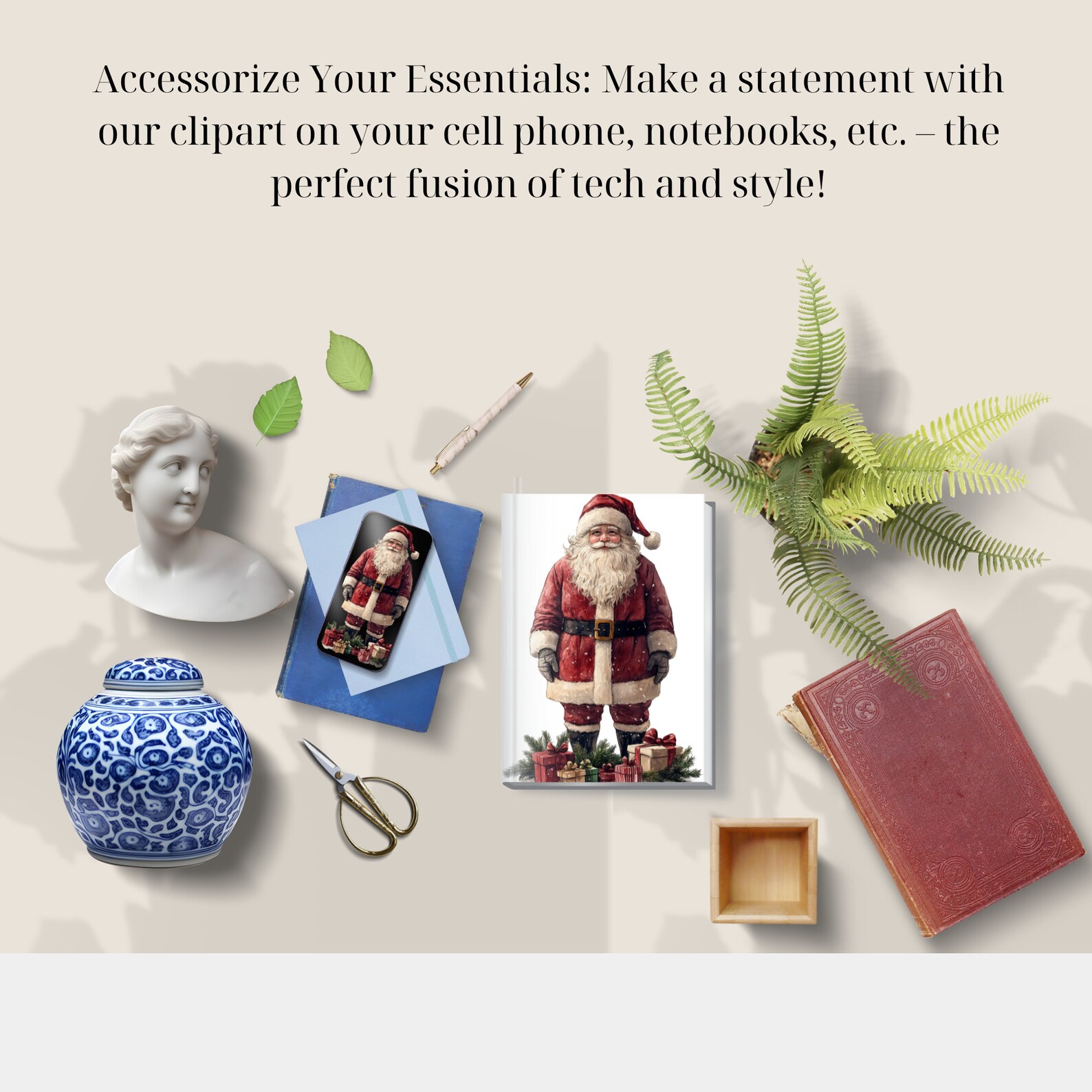Scandi Santa Clipart, SINGLE IMAGE Scandinavian Holiday Art, Cute ...