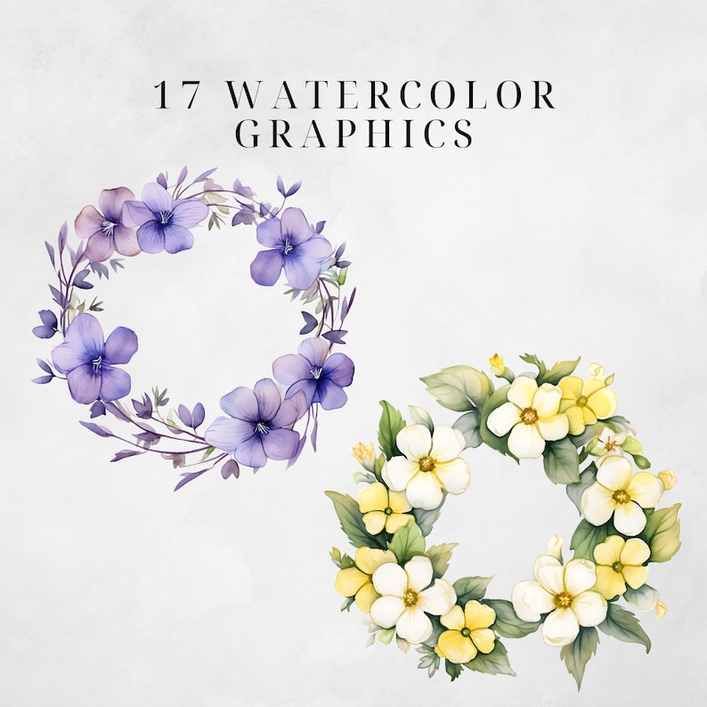 February Birth Flower Clipart, Watercolor Botanical Violet, Primrose ...