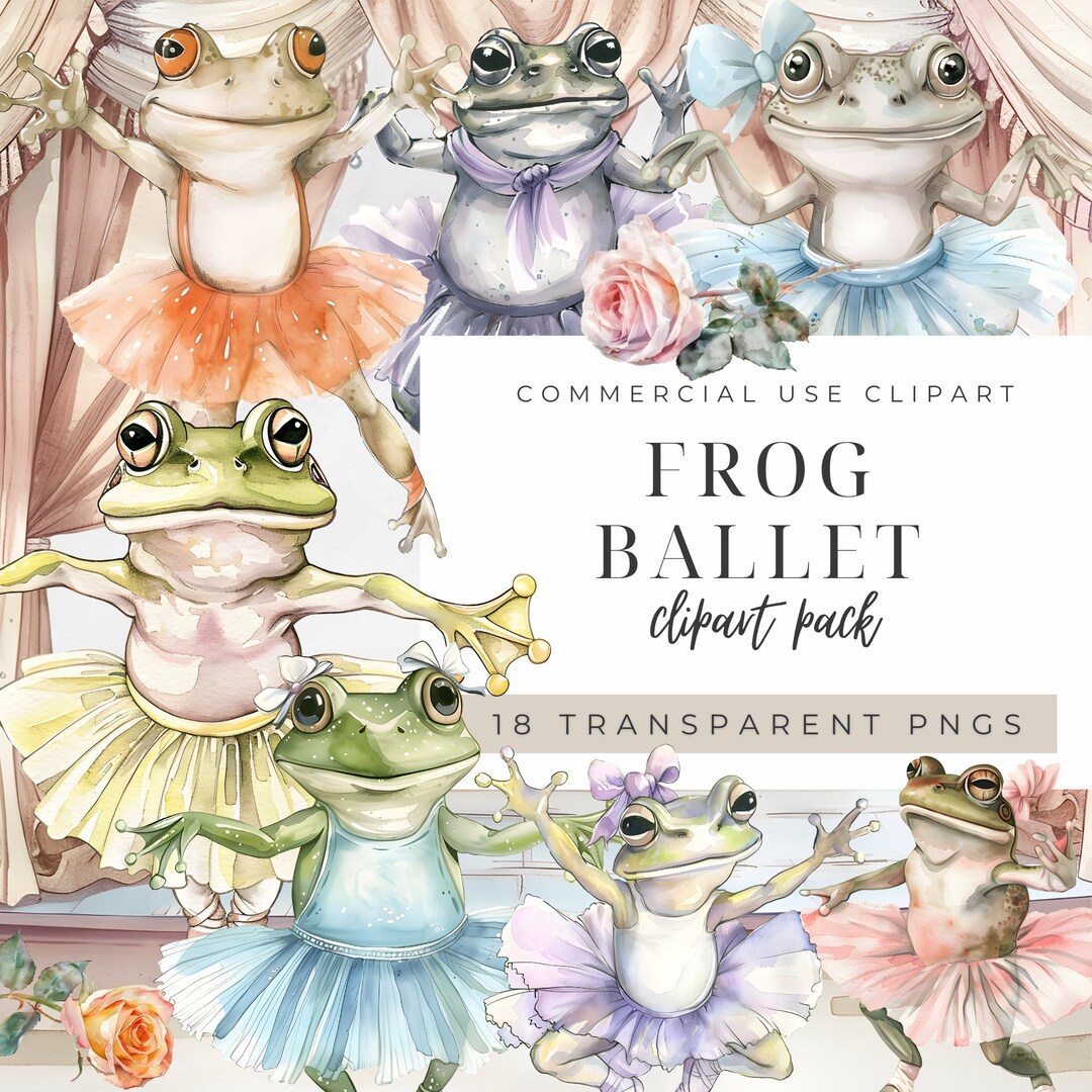 Cute Frog Clipart Png, Watercolor Funny Animal Ballerinas, Quirky ...