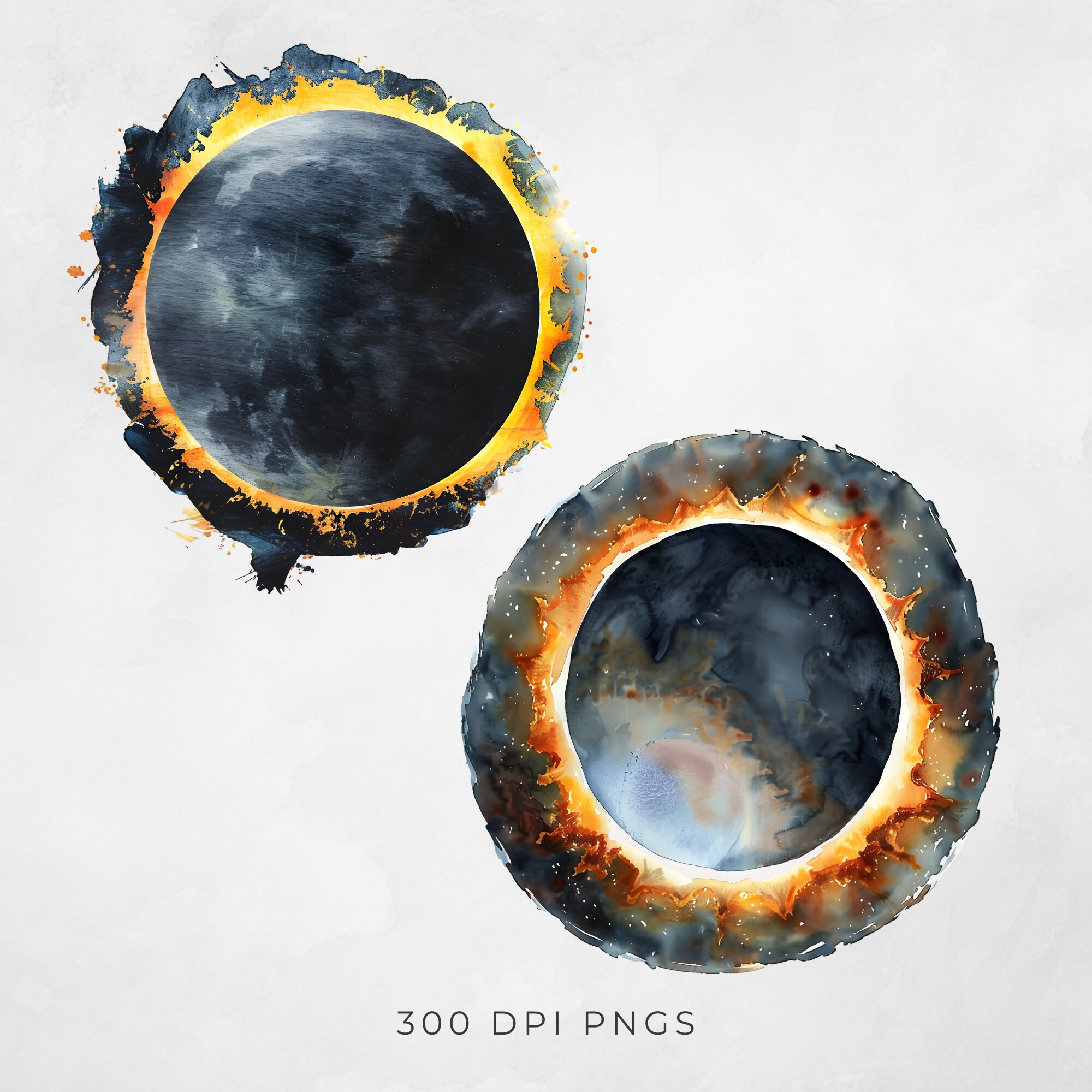 Solar Eclipse Clipart, Watercolor Sun Moon Comet Png, Starry Sky Art ...