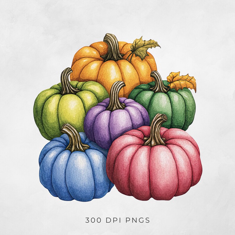 Rainbow Colors Halloween Clipart, Bright Colorful Pumpkin Graphics,fall ...