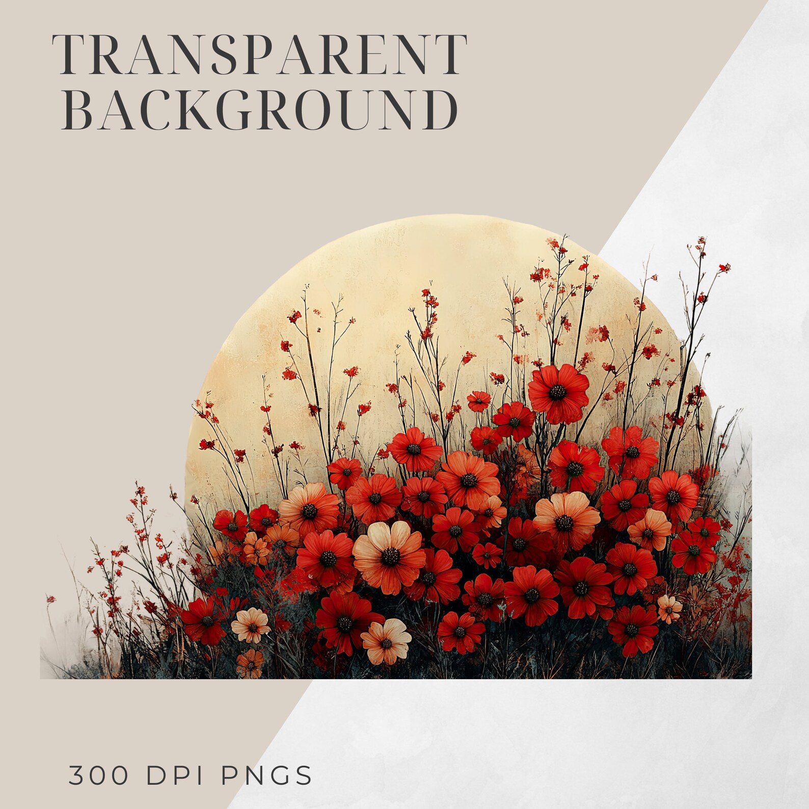 Fall Flower Field Clipart, Autumn Floral Patches Graphics, Border Frame ...