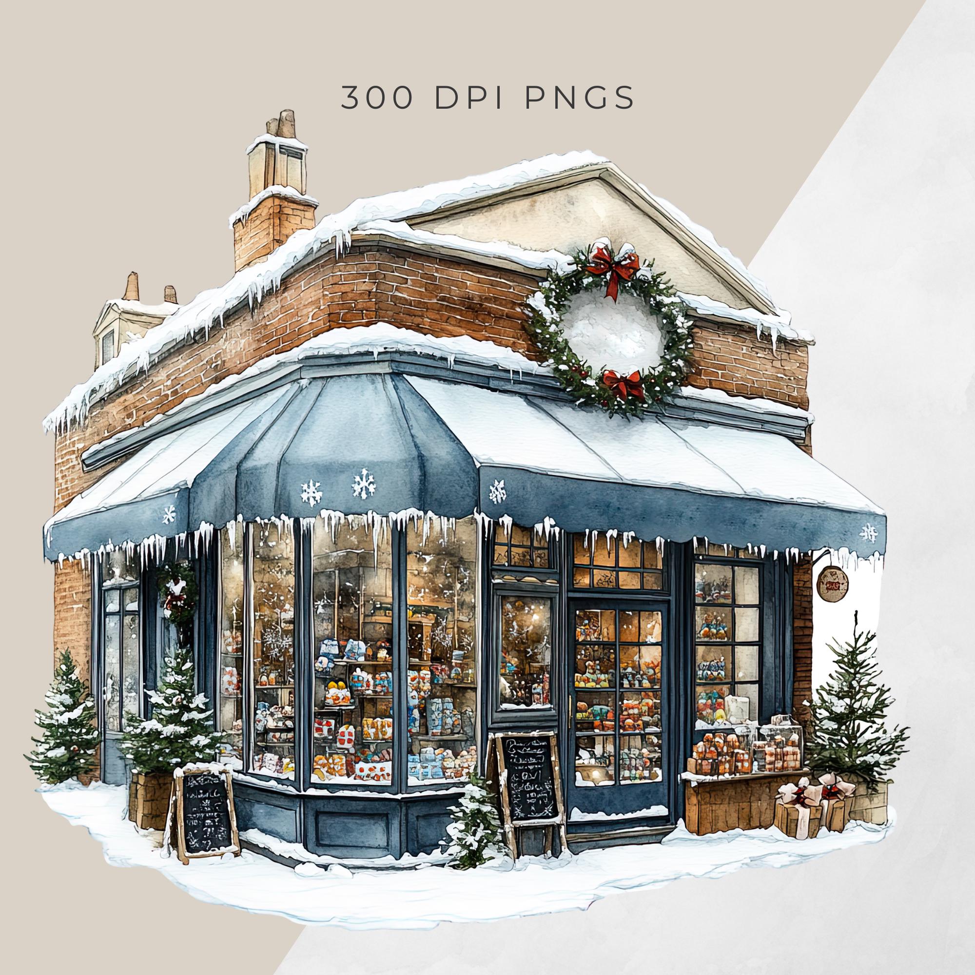 Christmas Candy Shop Clipart, Frosted Holiday Store Winter, Peppermint ...