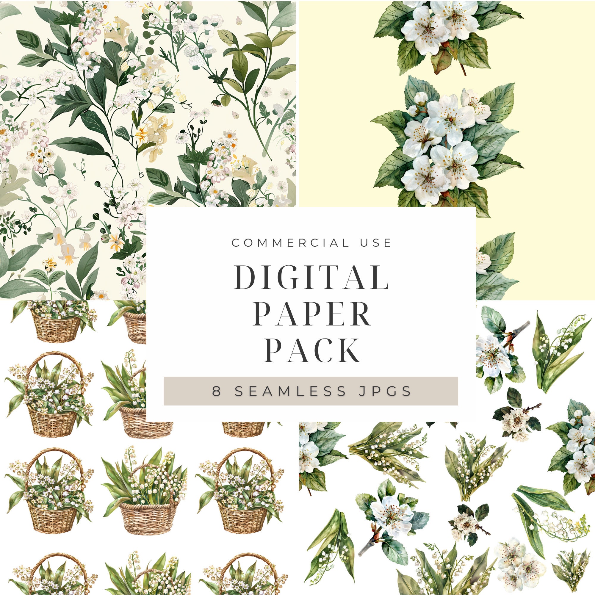 May Birth Flower Digital Paper, Gift for Mom Custom Spring Seamless ...