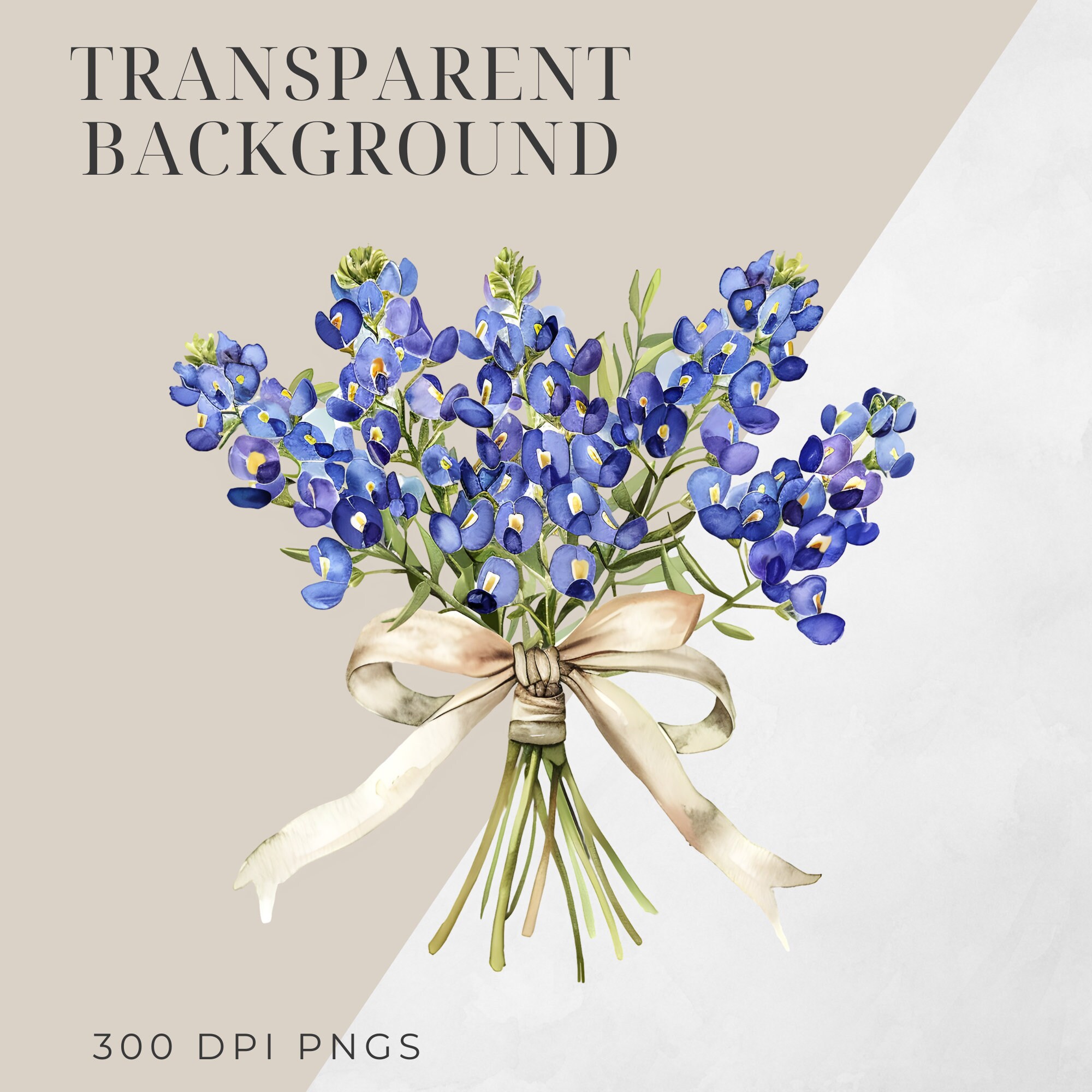 Bluebonnets Clipart, Watercolor Blue Floral Garden, Texas State Flower ...