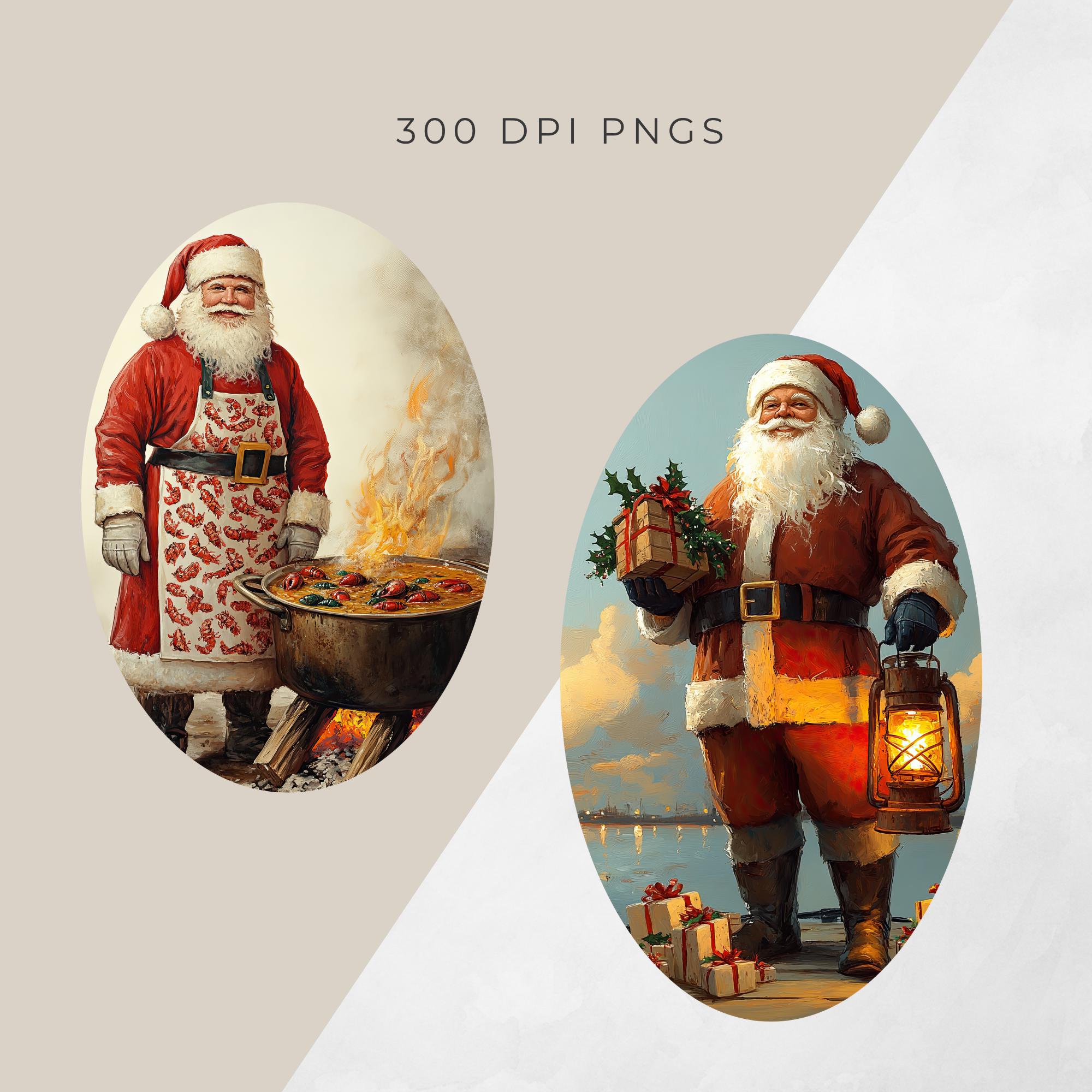 Cajun Santa Clipart, Southern Holiday Lousiana Crawfish Gumbo Beignets ...