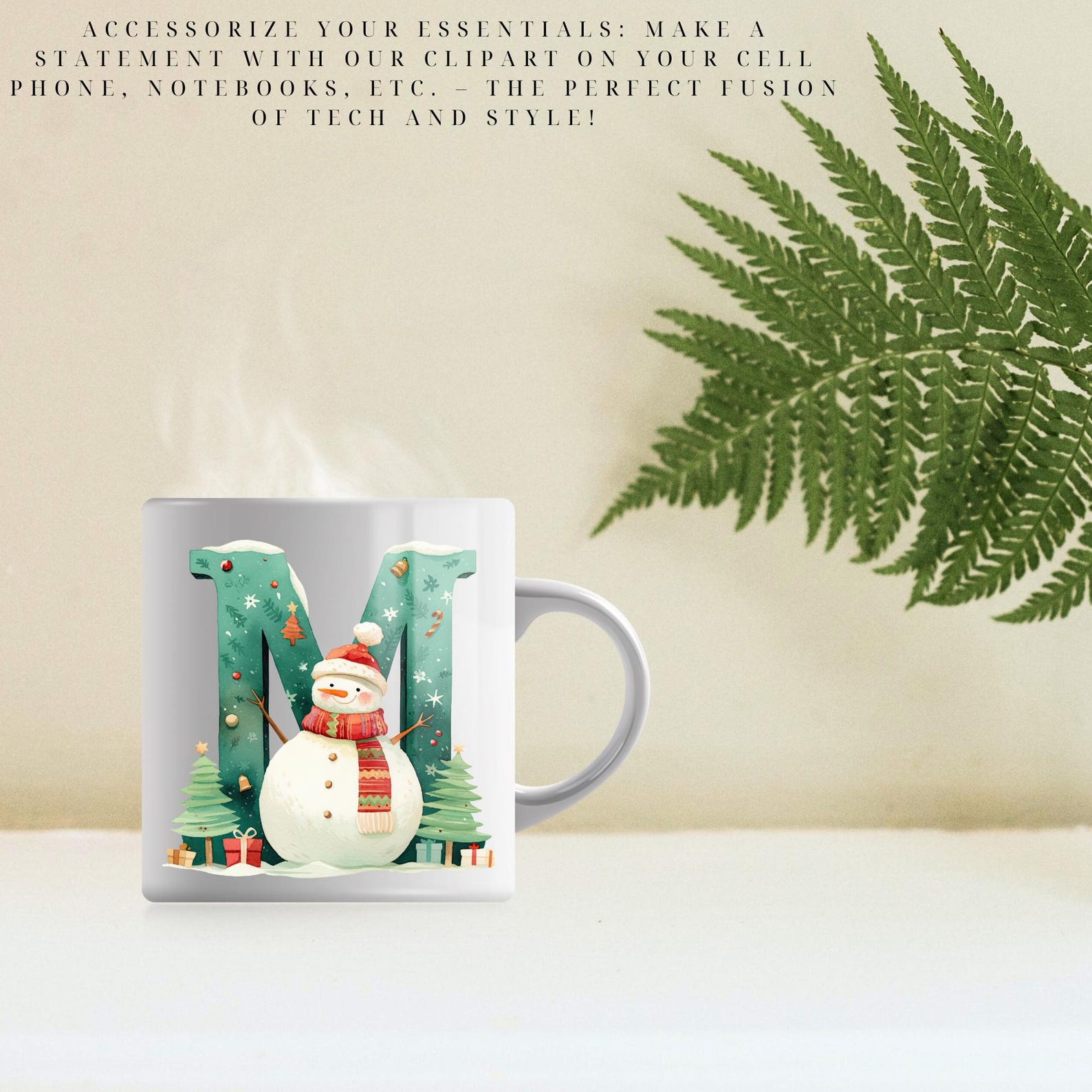 Christmas Alphabet Letter M Clipart, SINGLE IMAGE Festive Snowman Scarf ...