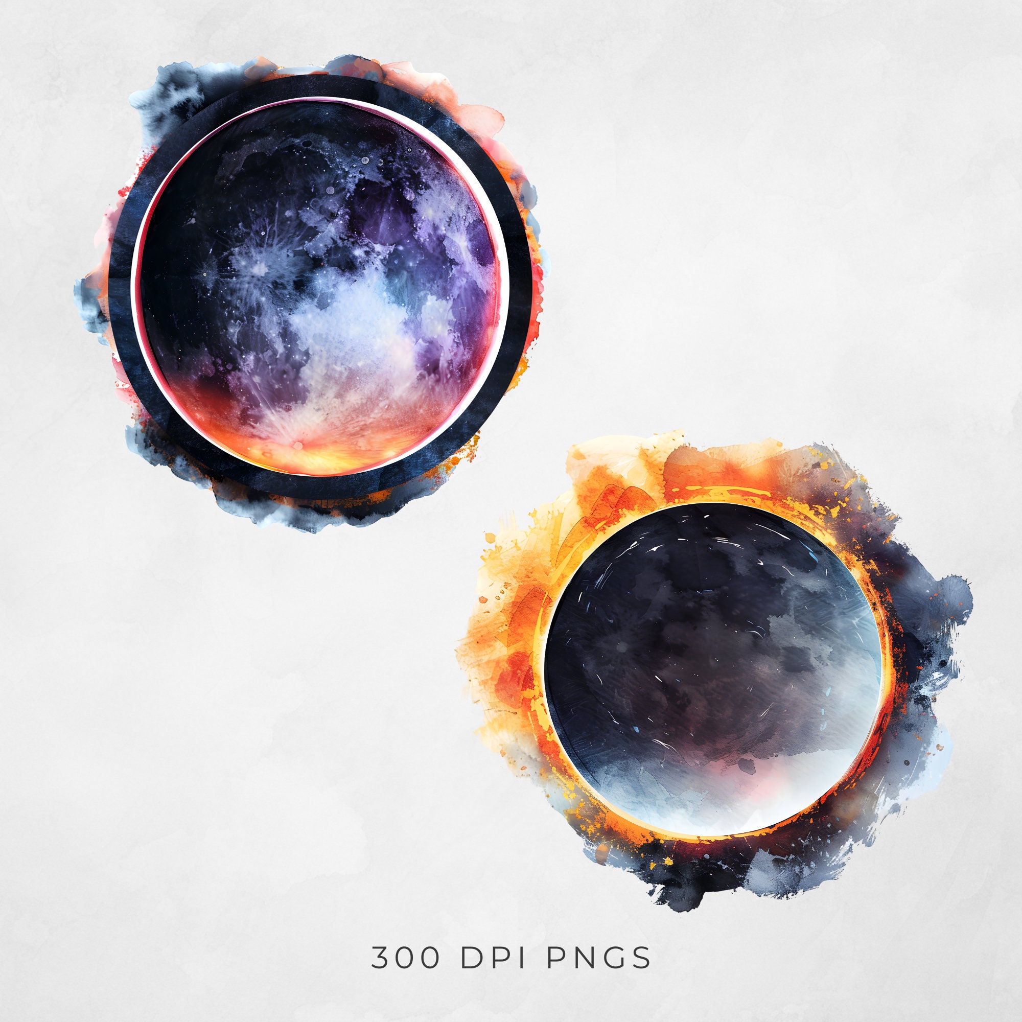 Solar Eclipse Clipart, Watercolor Sun Moon Comet Png, Starry Sky Art ...