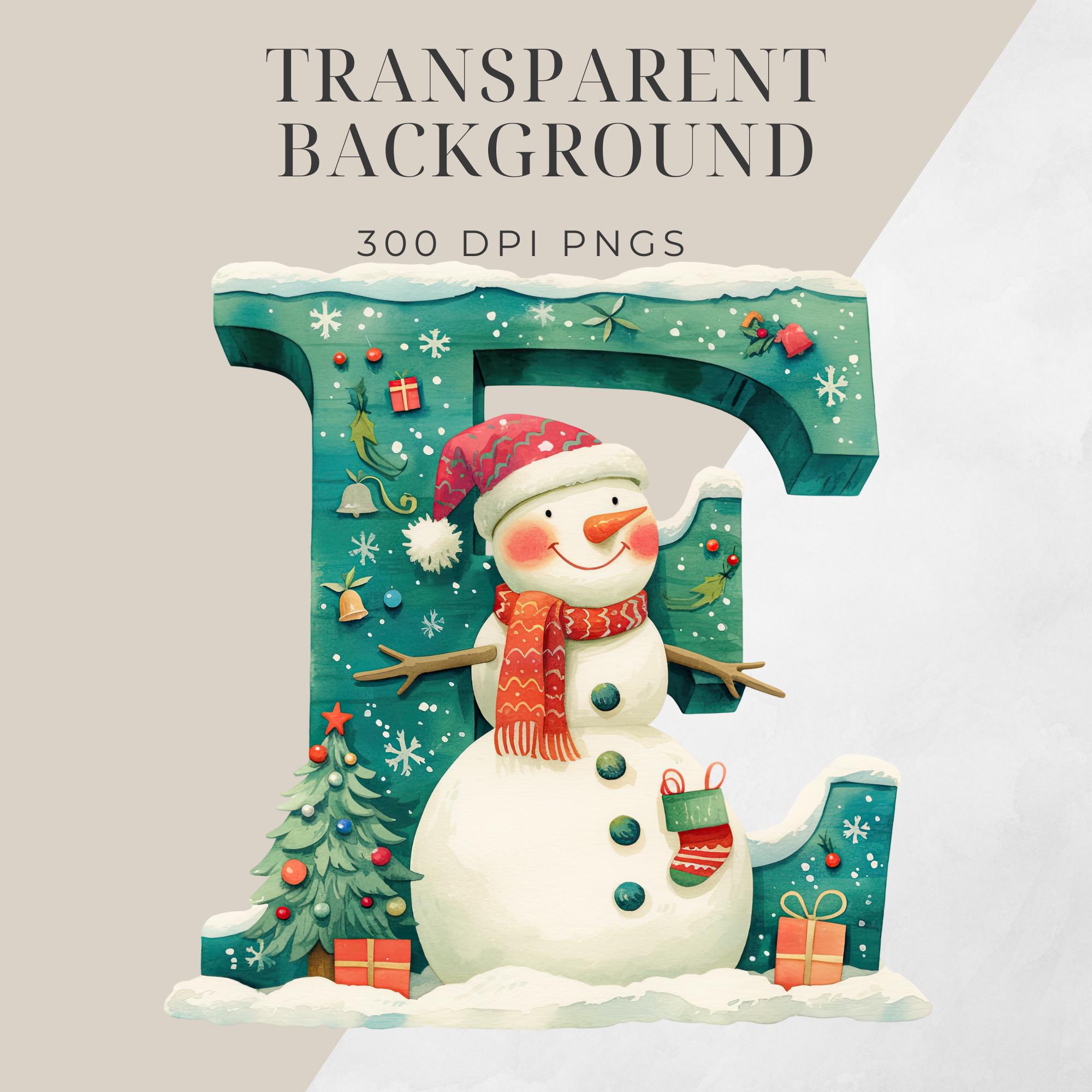 Christmas Alphabet Letter E Clipart, SINGLE IMAGE Adorable Snowman ...
