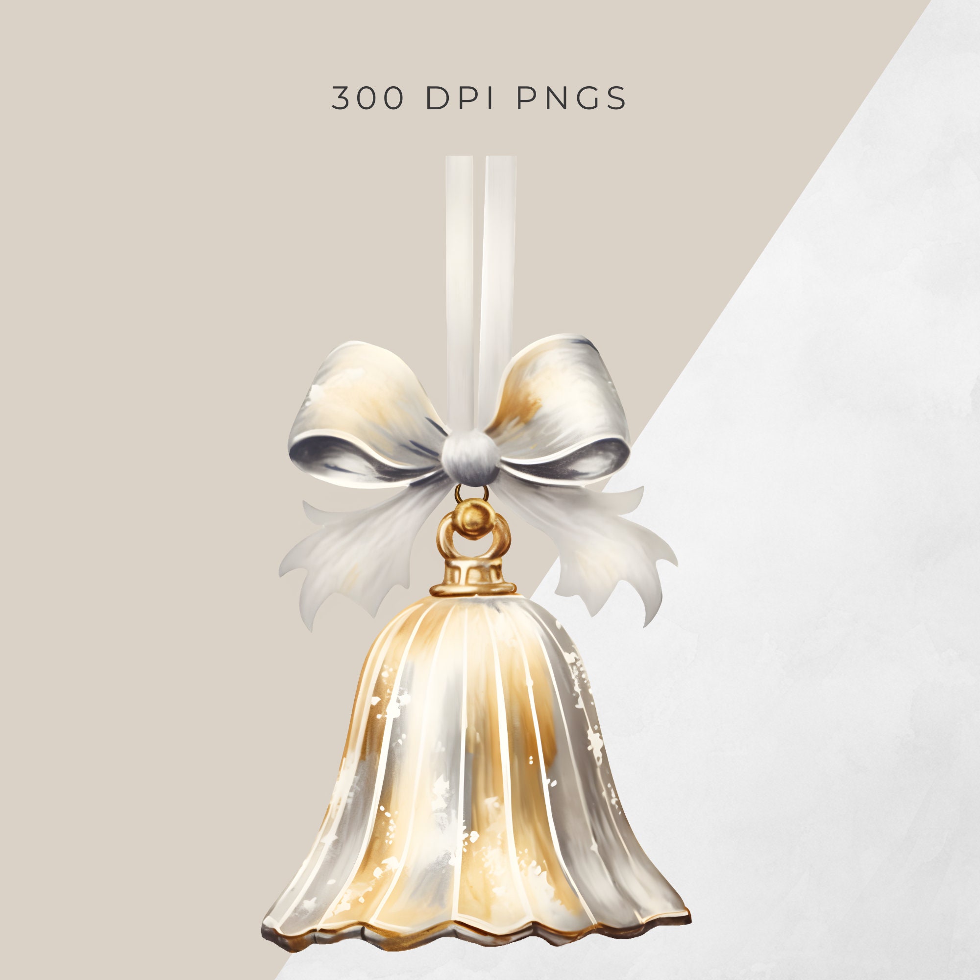 Vintage Christmas Ornaments Clipart, Gold Silver Watercolor Art ...