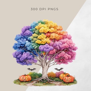 Rainbow Colors Halloween Clipart, Bright Colorful Pumpkin Graphics,fall ...