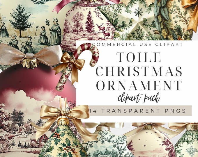 Christmas Toile Clipart | 16 Vintage Holiday Chinoiserie Blue & White ...