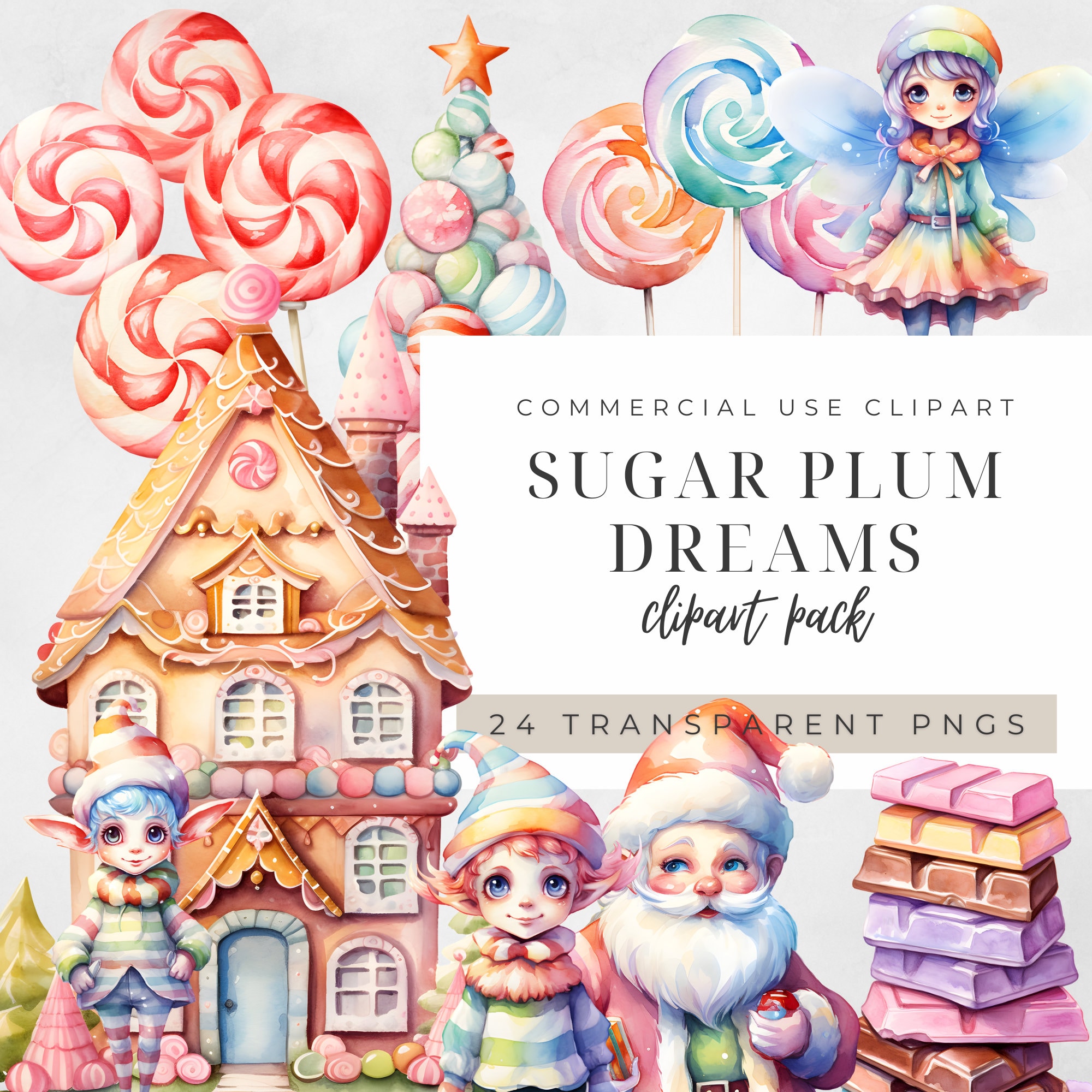 Christmas Candyland Clipart, Pastel Holiday Candy Theme Decor, Elf ...