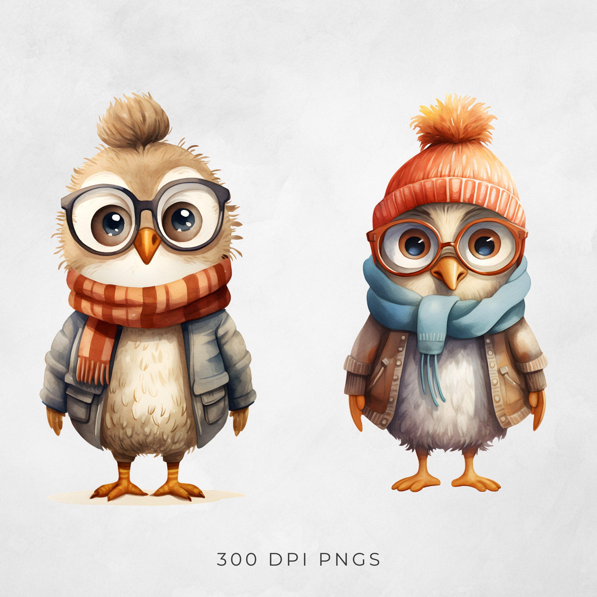 Thanksgiving Birds Clipart, Cute Feathered Friends Autumn Watercolor ...