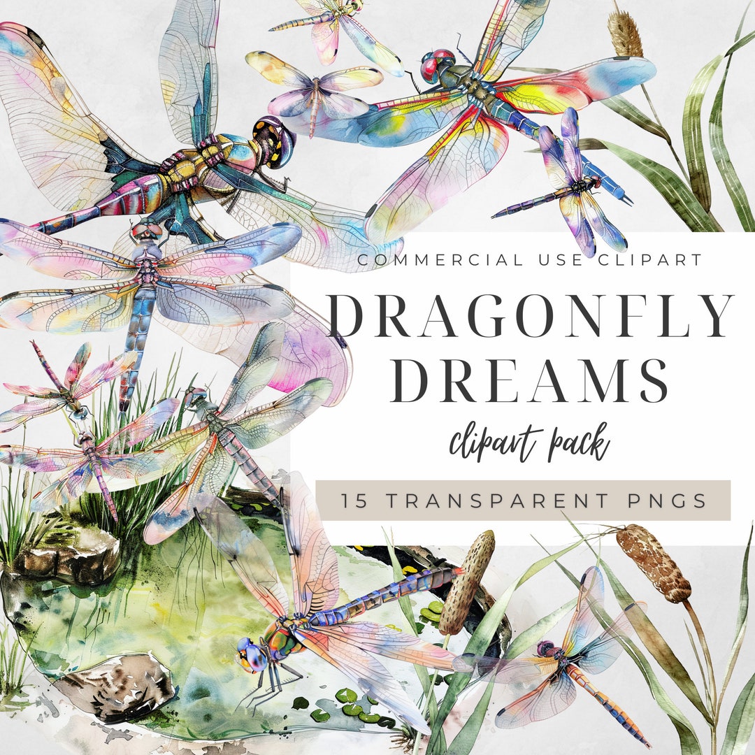 Dragonfly Png Clipart Collection Bundle, Printable Garden Insect ...