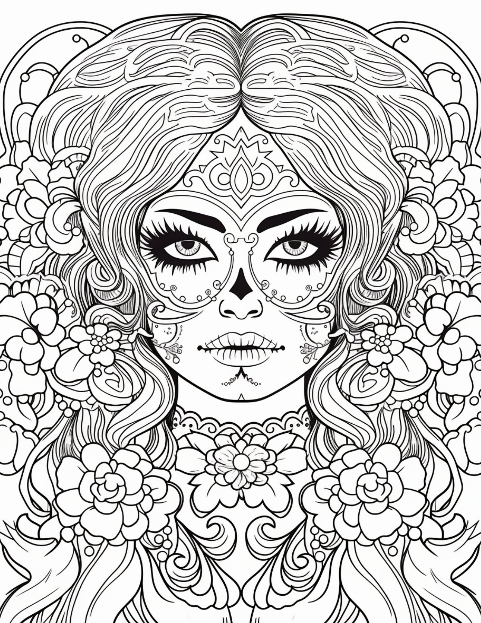 Coloring Pages Halloween Day of the Dead Adult Coloring Book Sugar ...