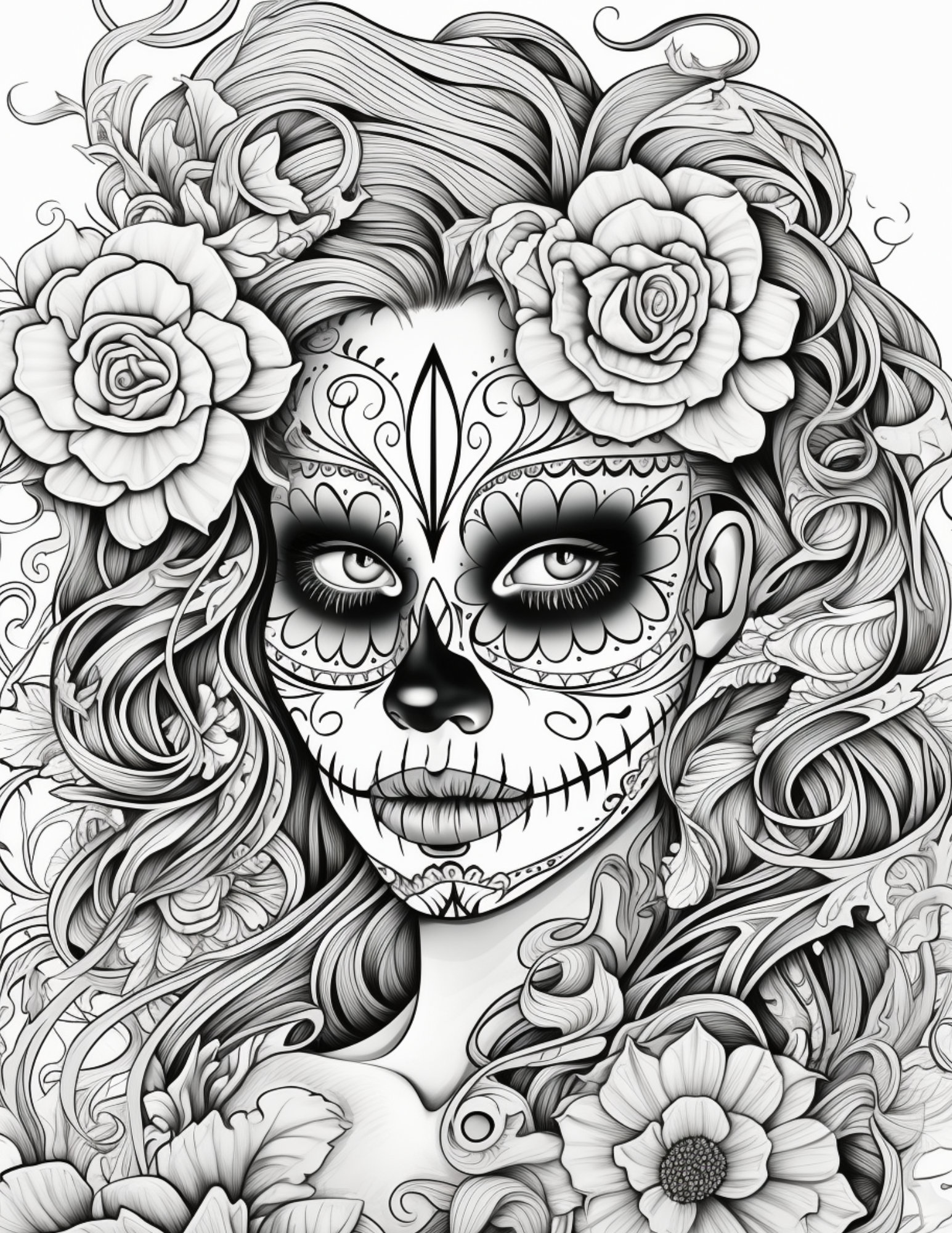 Coloring Pages Halloween Day of the Dead Adult Coloring Book Sugar ...