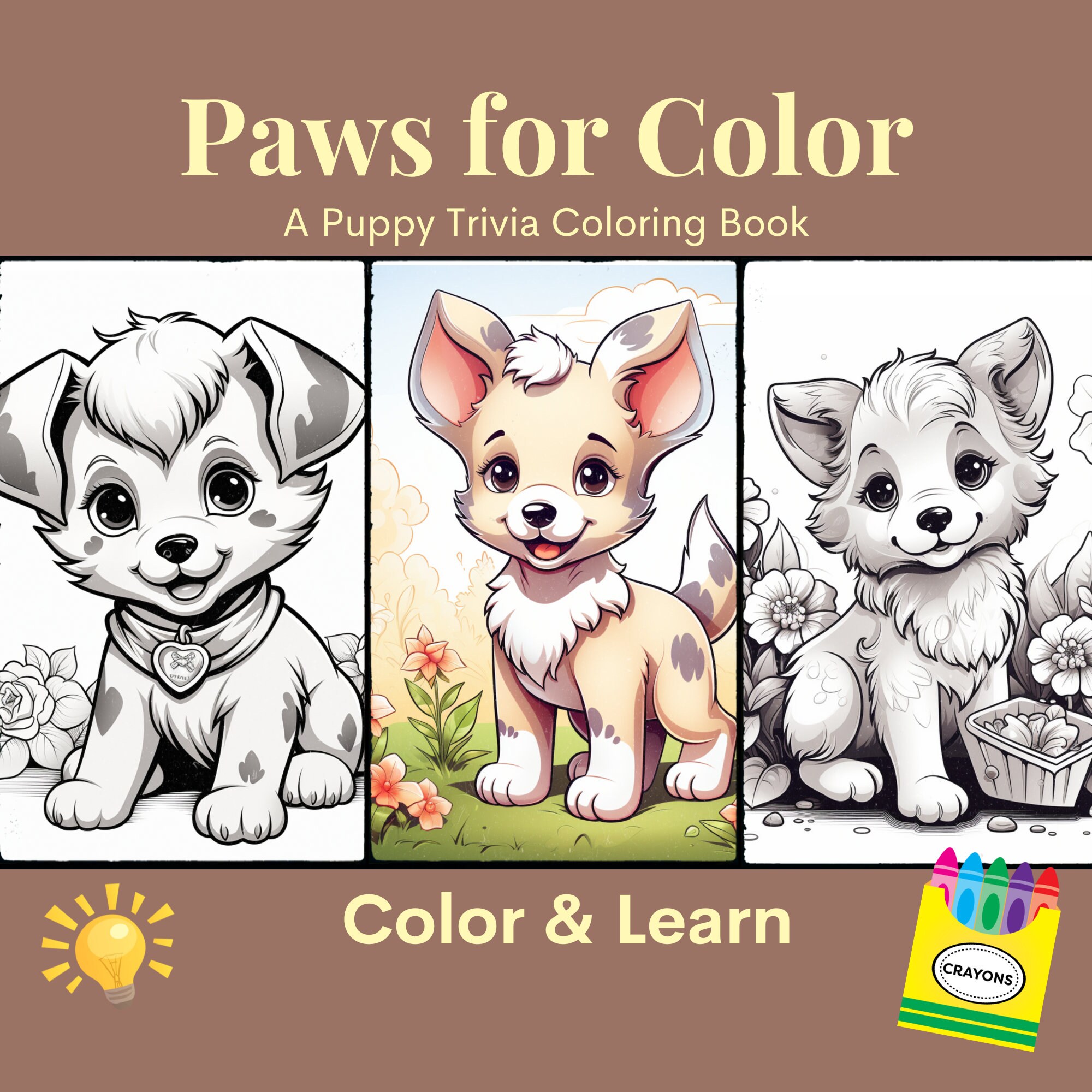 Paws for Color A Puppy Trivia Coloring Book - Etsy