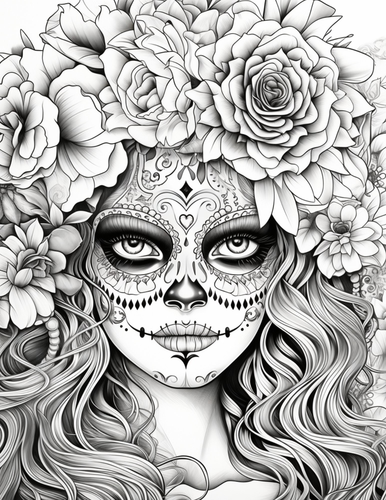 Coloring Pages Halloween Day of the Dead Adult Coloring Book Sugar ...