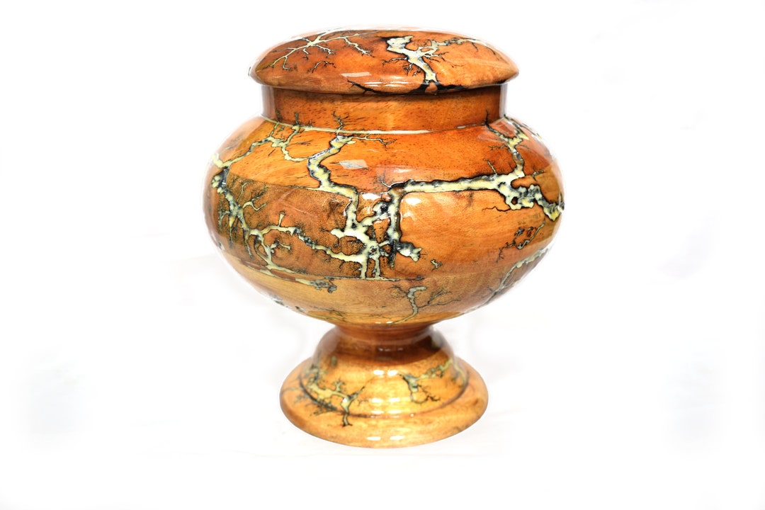 Handcrafted Mango Wood Urn Box With Lichtenburg Design and - Etsy