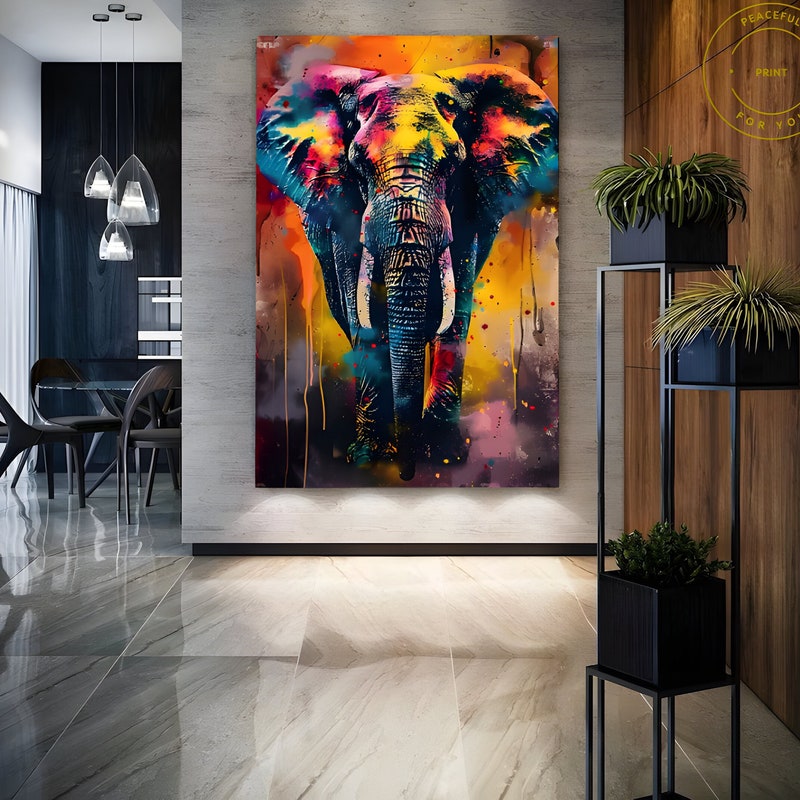 Large Elephant Painting - Etsy
