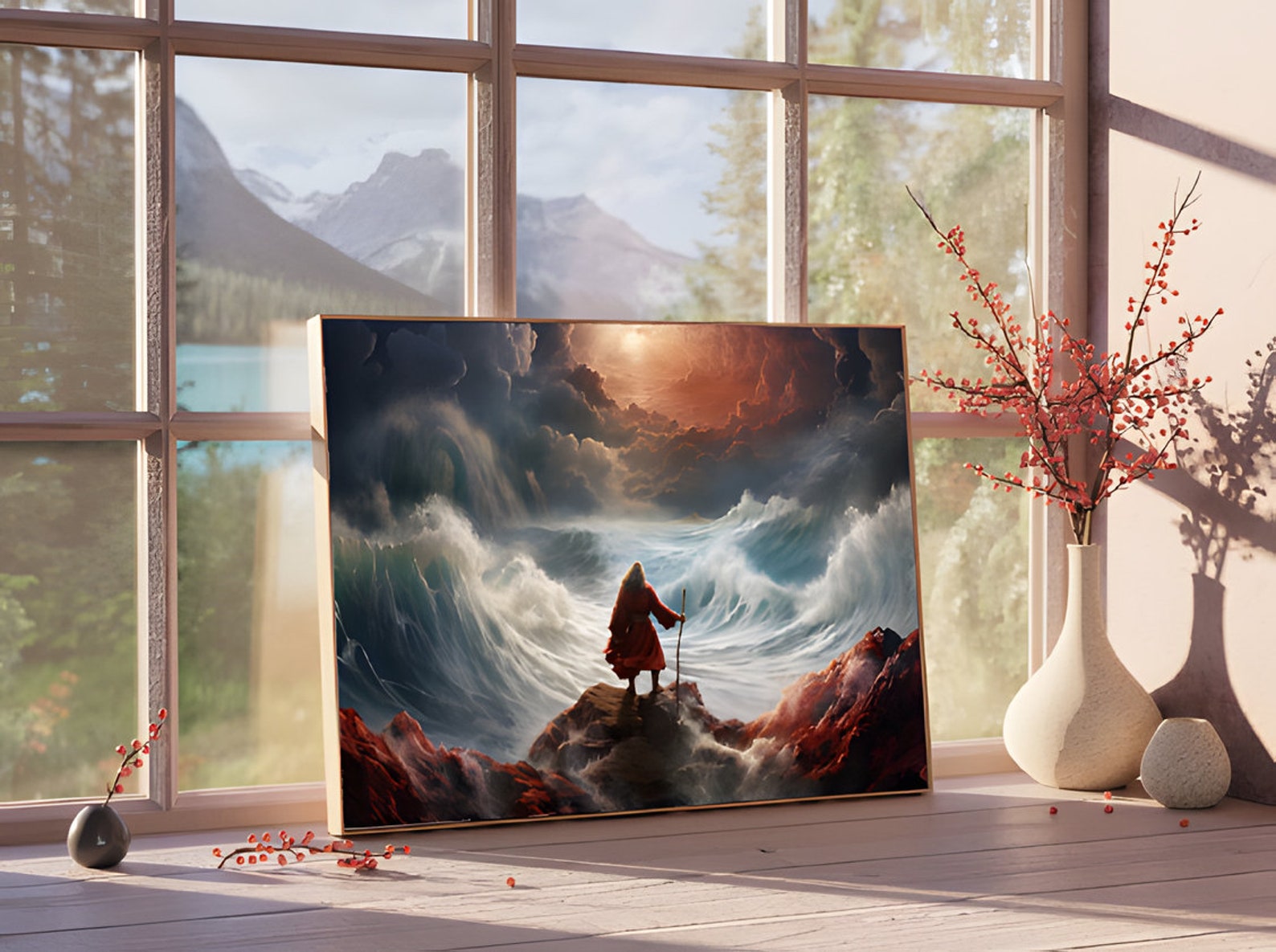 Moses Print Art, Moses Parting the Red Sea DIGITAL DOWNLOAD Moses Bible ...