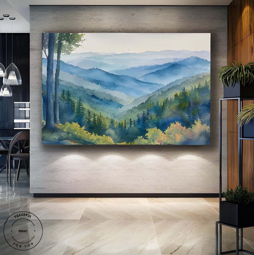 Blue Ridge Mountains Painting Blue Ridge Parkway Watercolor Art Print ...