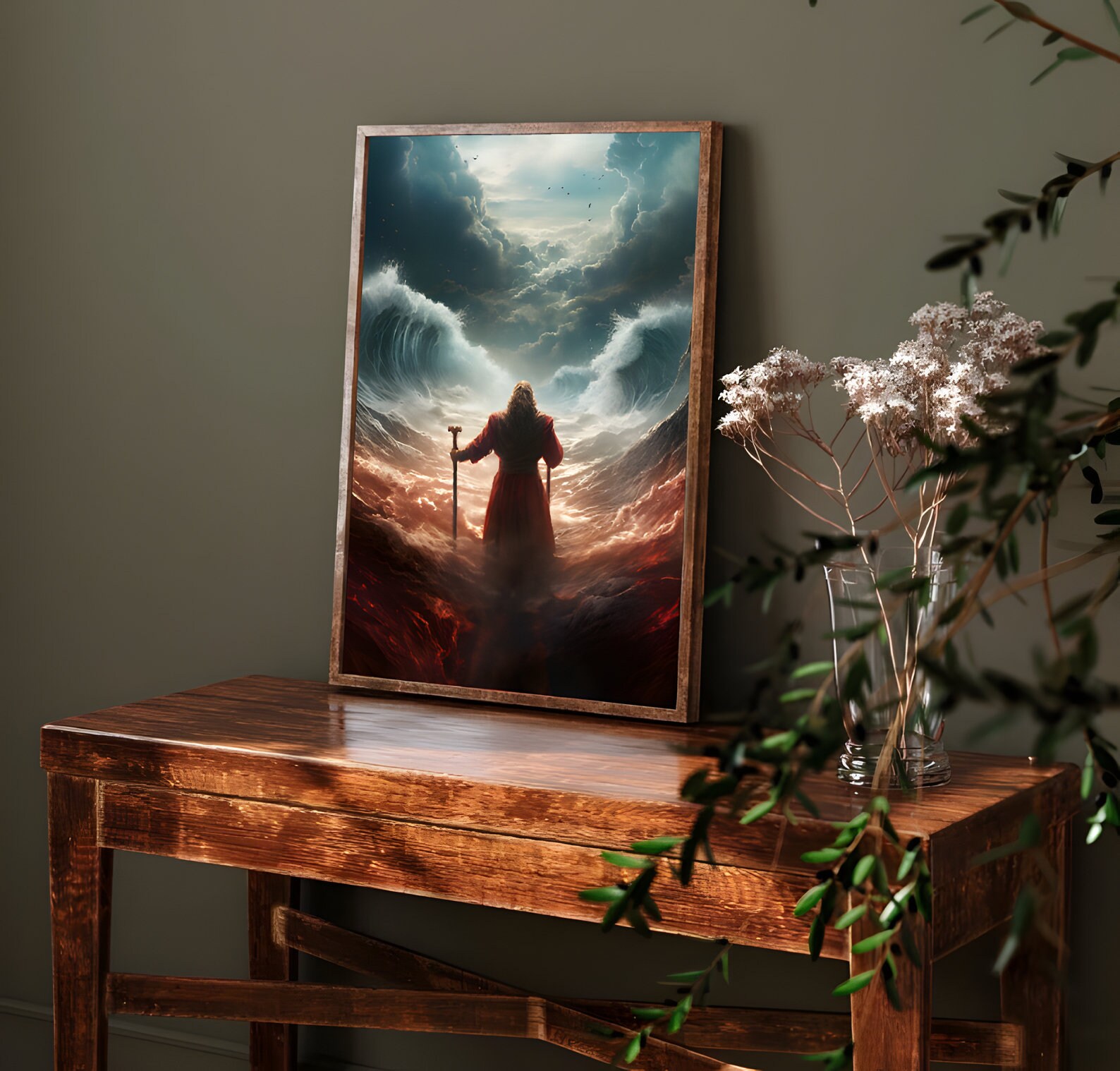 Moses Print Art, Moses Parting the Red Sea DIGITAL DOWNLOAD Moses Bible ...