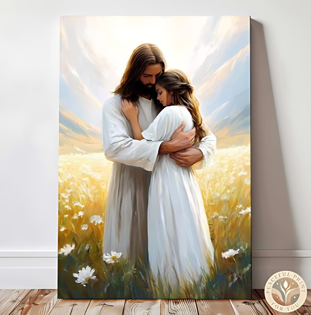 Healing Embrace, Jesus Hugging Girl, Jesus and Woman Art, Christian ...
