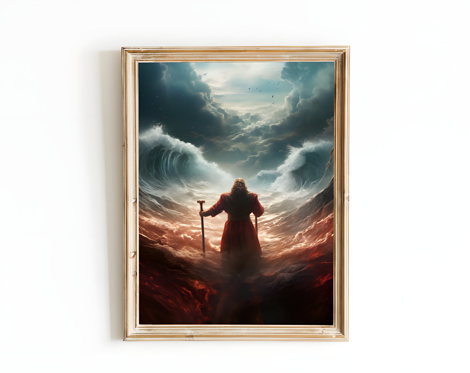 Moses Print Art, Moses Parting the Red Sea DIGITAL DOWNLOAD Moses Bible ...