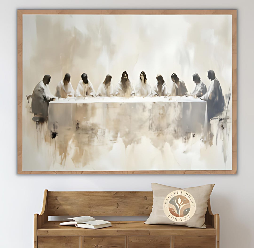 The Last Supper Minimalist Beige Abstract Print, Canvas Print Da Vinci ...