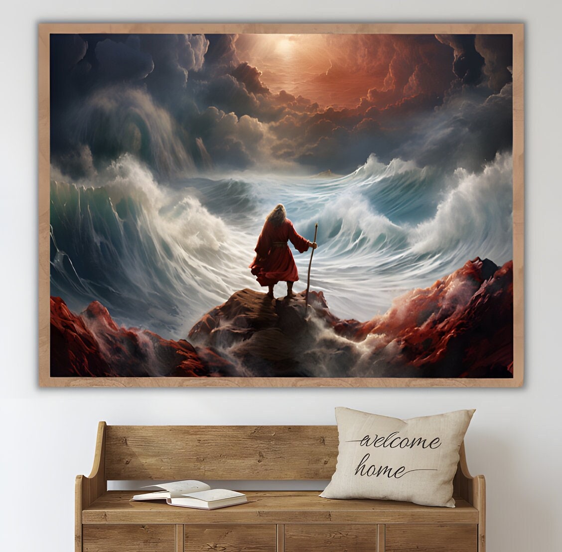 Moses Print Art, Moses Parting the Red Sea DIGITAL DOWNLOAD Moses Bible ...
