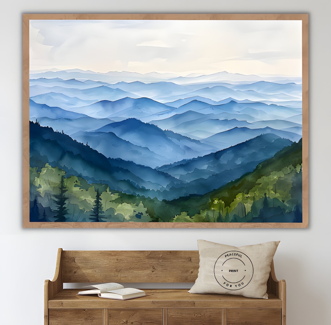 Blue Ridge Mountains Painting Blue Ridge Parkway Watercolor Art Print ...