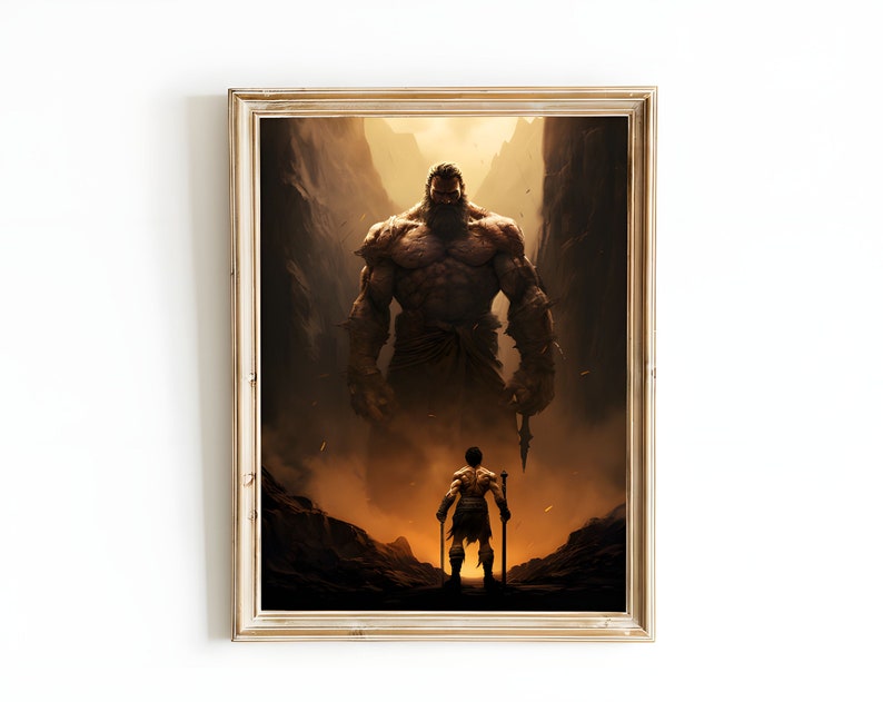 David Vs Goliath Digital Download Bible Art Modern Bible Poster Home ...