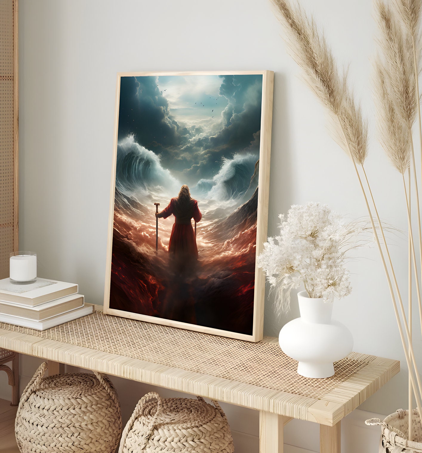 Moses Print Art, Moses Parting the Red Sea DIGITAL DOWNLOAD Moses Bible ...
