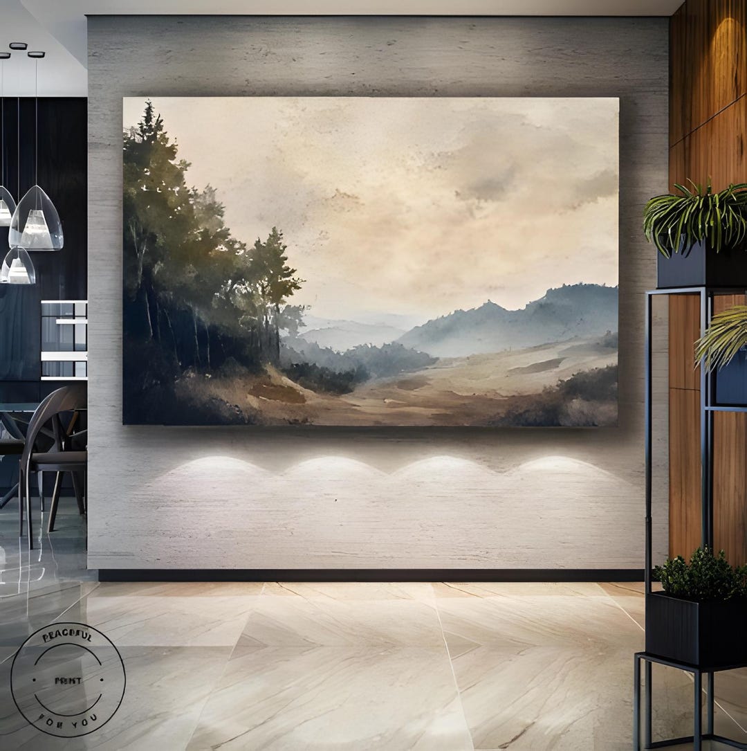 Large Abstract Art | Modern Landscape Wall Art | Neutral Art Canvas ...