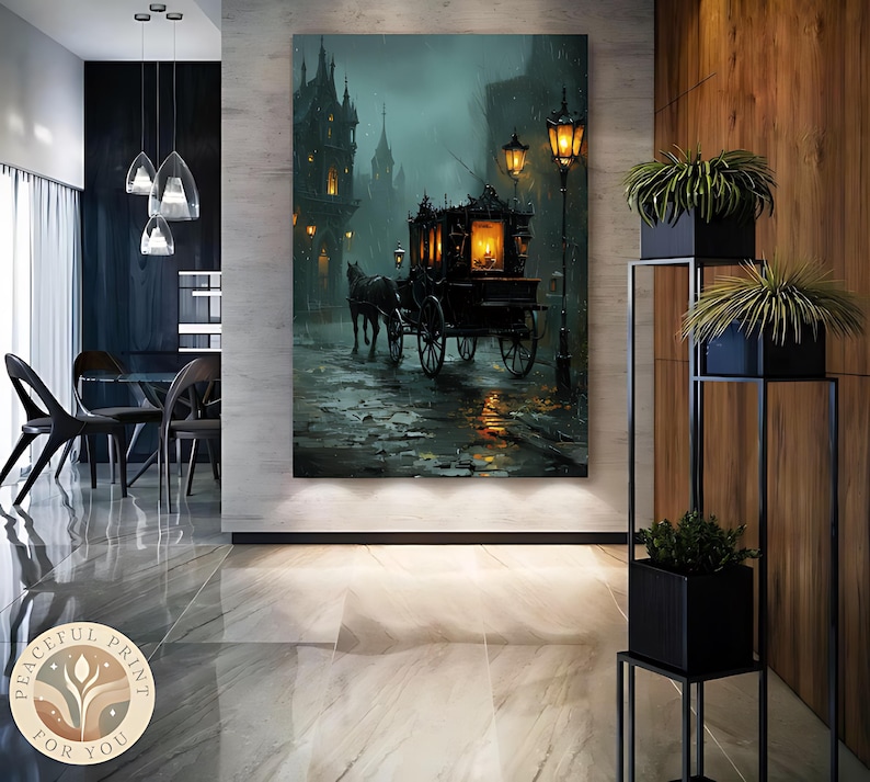 Horse Drawn Hearse Art Print Funeral Carriage Artwork Victorian Street ...