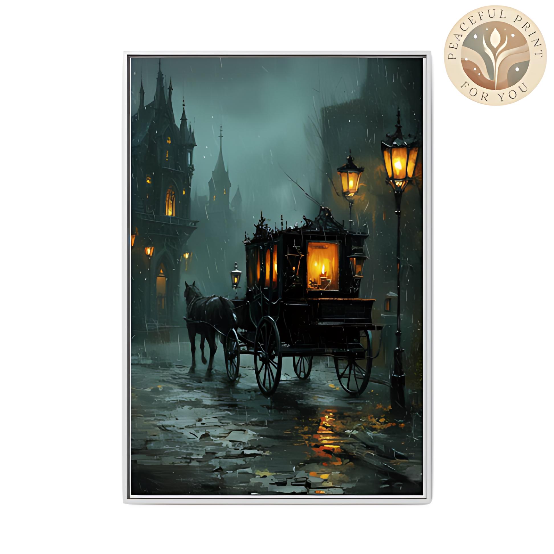 Horse Drawn Hearse Art Print Funeral Carriage Artwork Victorian Street ...