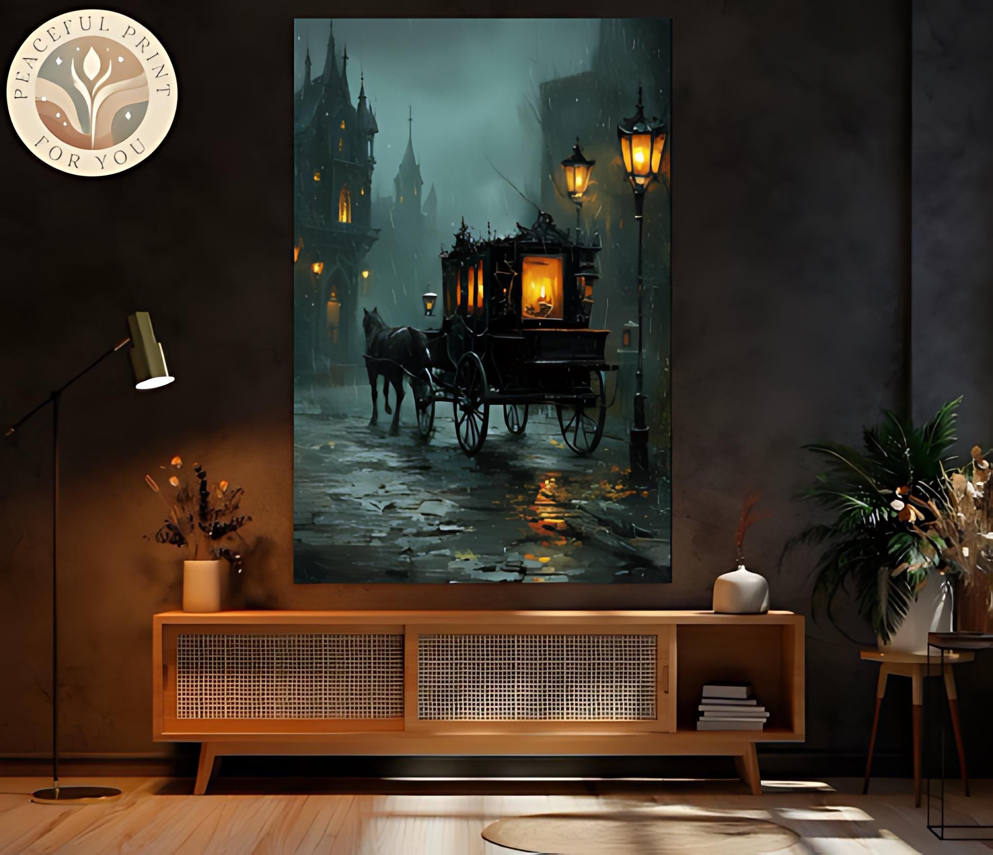 Horse Drawn Hearse Art Print Funeral Carriage Artwork Victorian Street ...