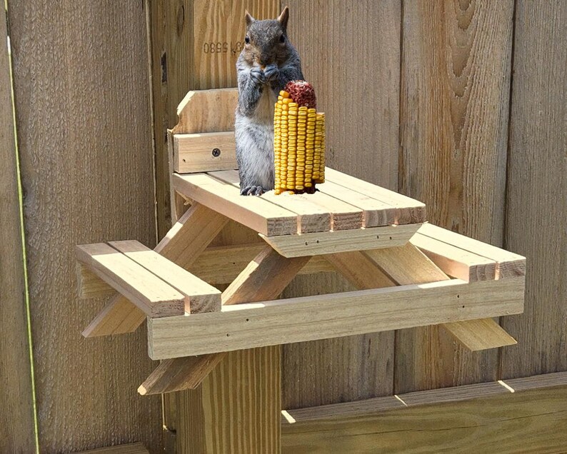 Cedar Wooden Squirrel/bird Feeder Picnic Table 10 X 5.5 - Etsy