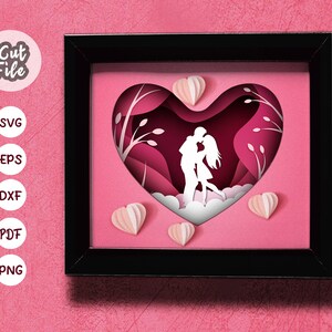 3D HEART SVG Shadow Box, VALENTINE Light Box Svg, Wedding Svg, Love Svg ...