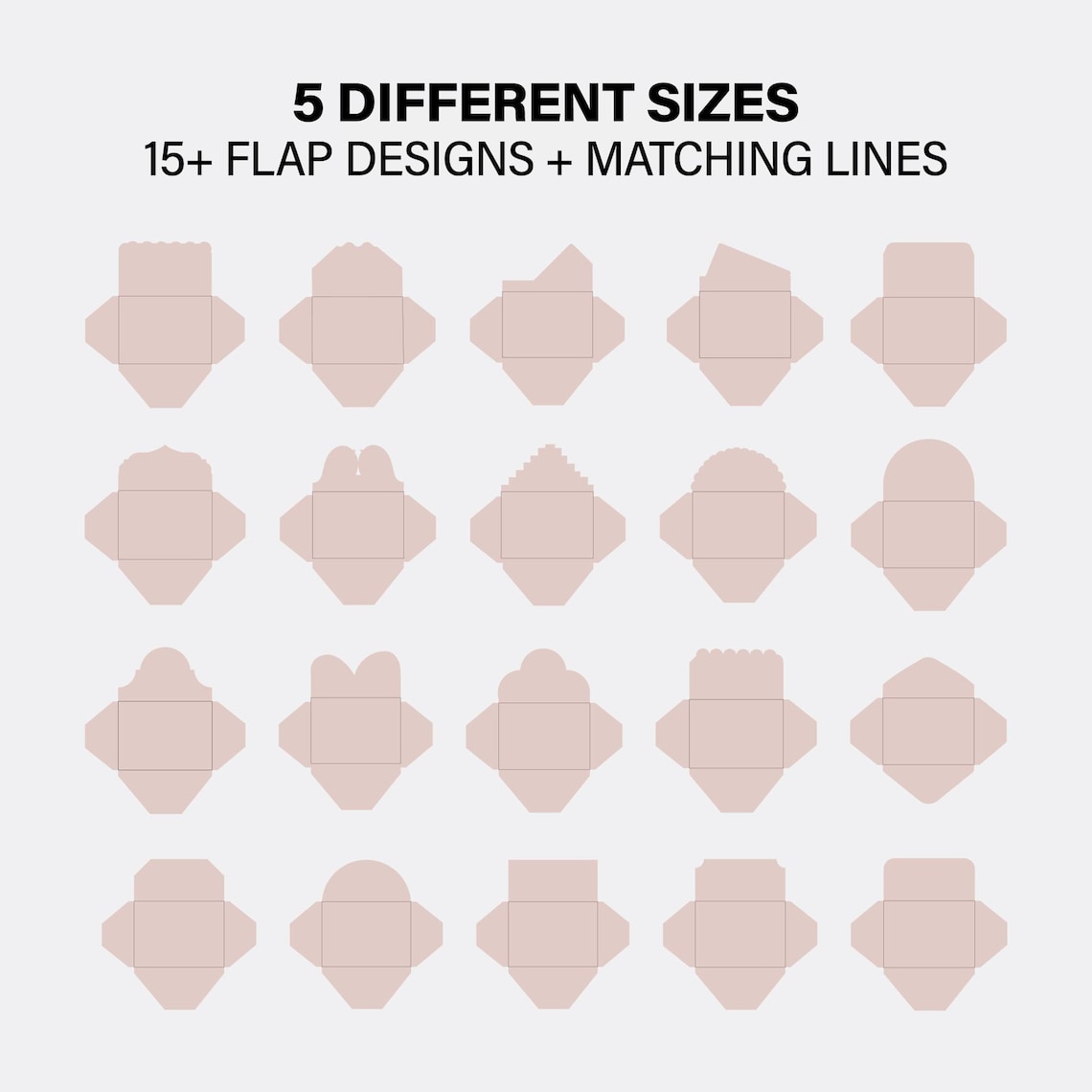 Envelope SVG Templates, 15+ Flap Design + Maching Lines, A1, A4, A3, A6 ...