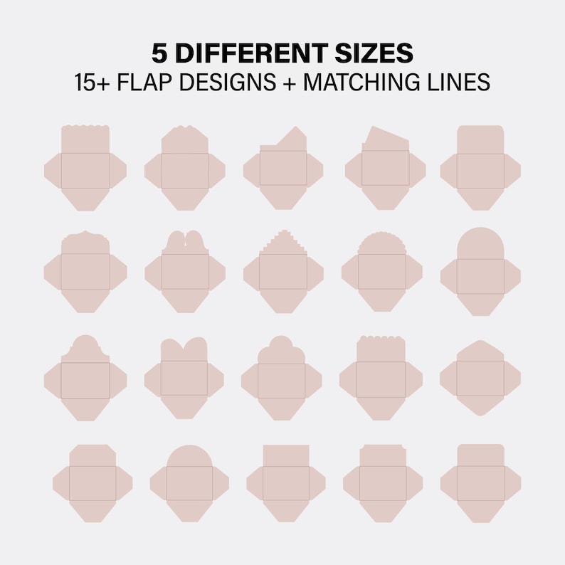 Envelope SVG Templates, 15+ Flap Design + Maching Lines, A1, A4, A3, A6 ...