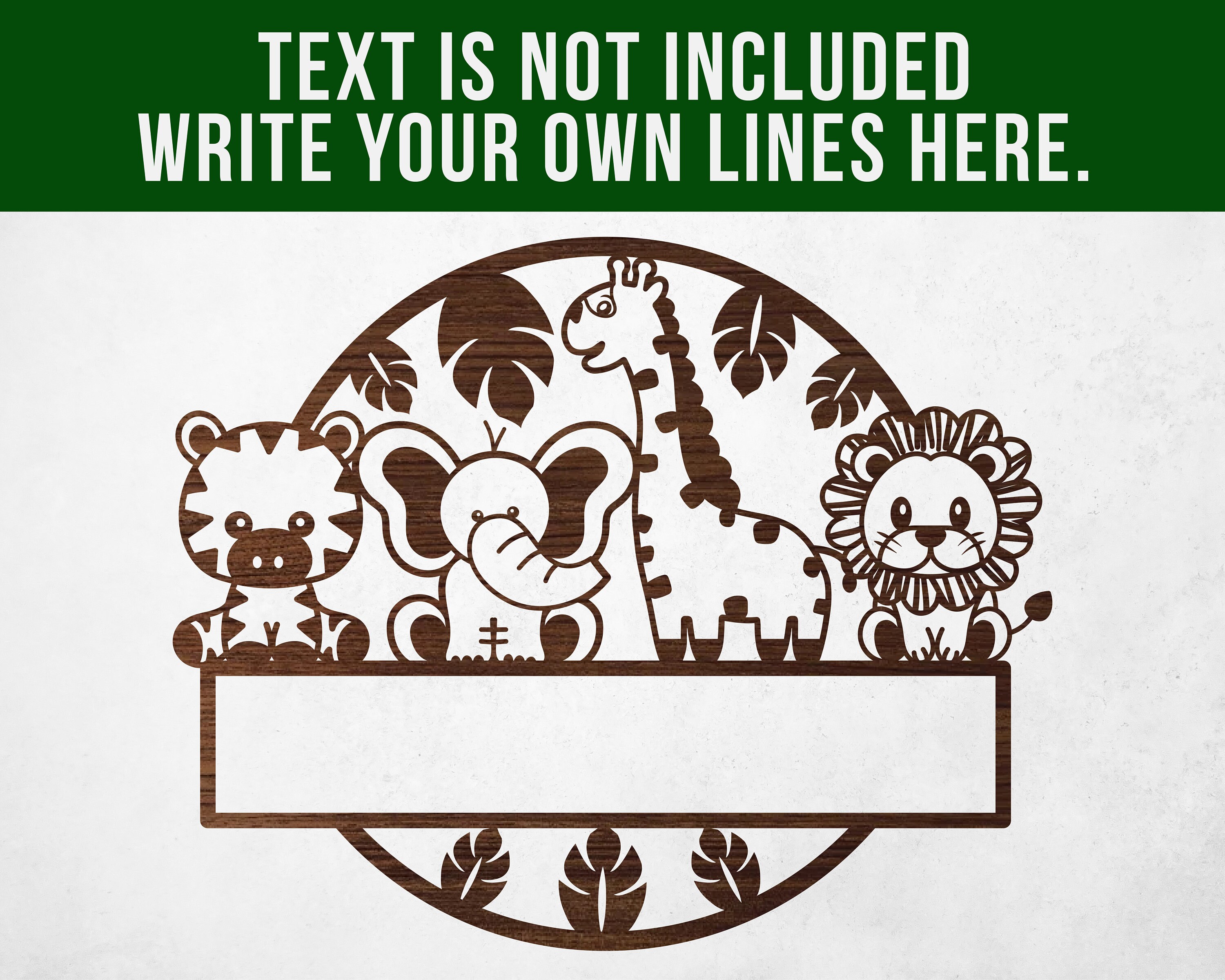 Personalized Safari Animals Name Sign: Kids Laser Cut Template, Kids ...