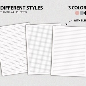 A5 Printable Notes Paper Set: Grid, Dot, Lined Layouts (PDF Digital ...