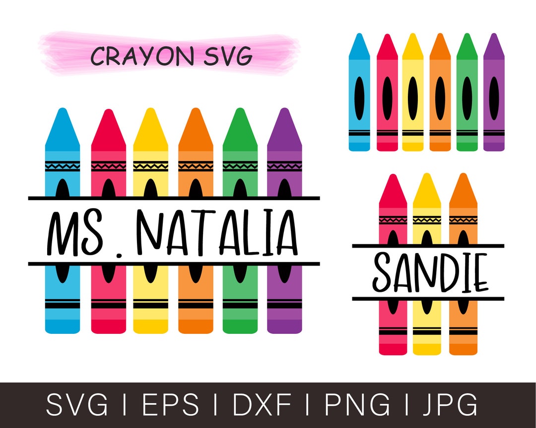 Customized Crayon Monogram Svg Crayon Split Monogram Svg Teacher