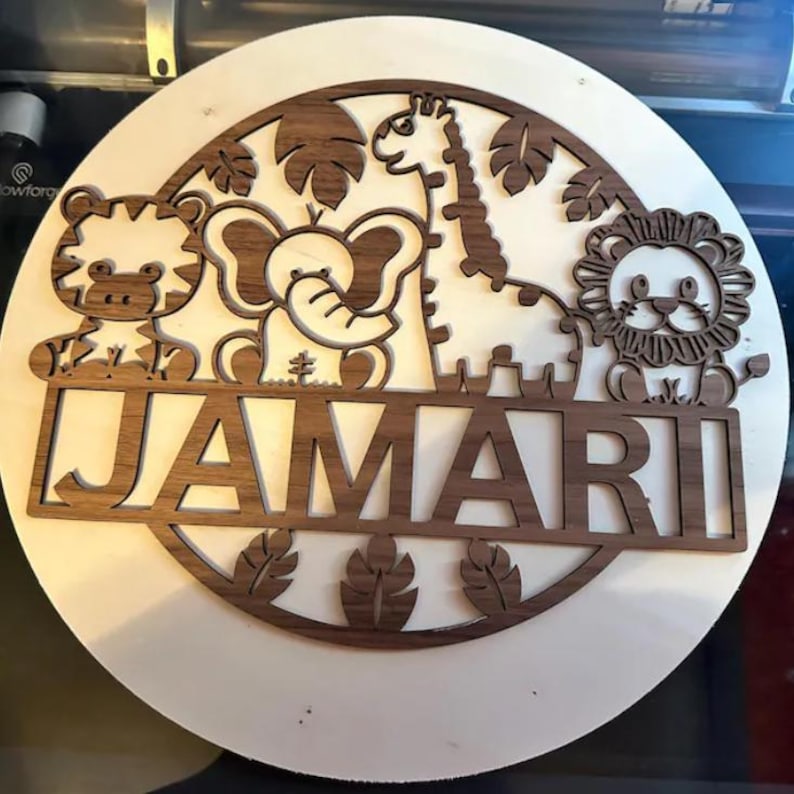 Personalized Safari Animals Name Sign: Kids Laser Cut Template, Kids ...