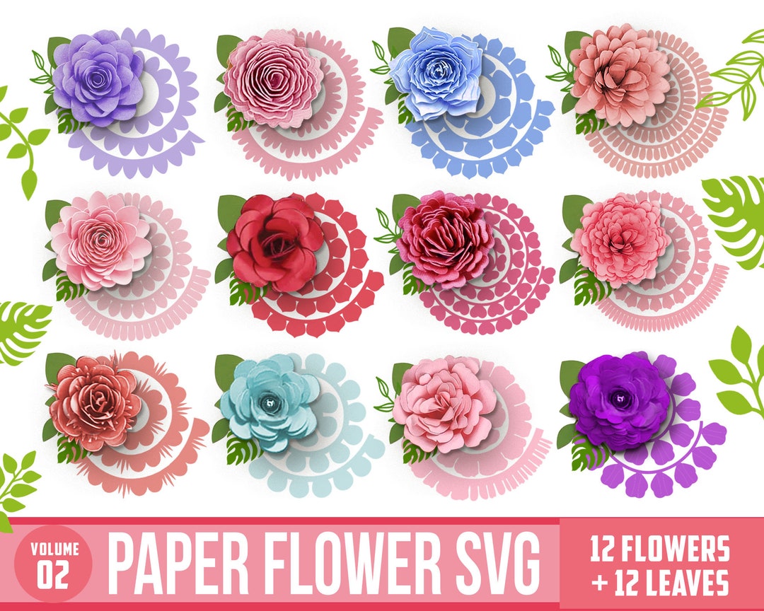 Rolled Paper Flower SVG Template Bundle: DIY Craft Decor, Gifts Decor ...