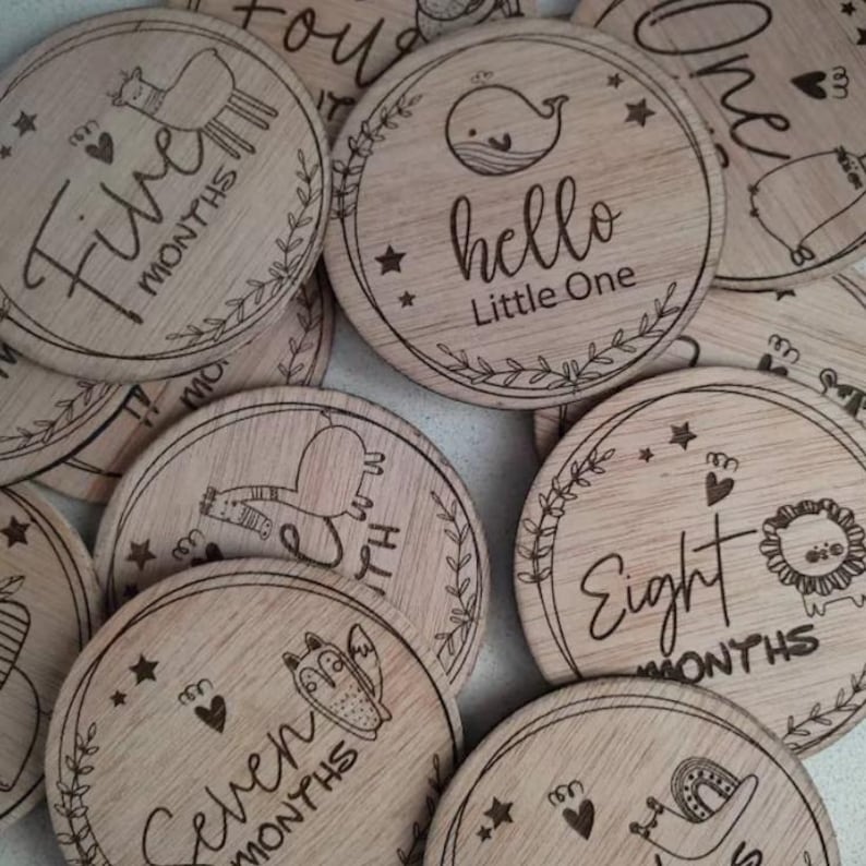 Baby Monthly Milestone Rounds SVG Bundle: Glowforge, Cricut, Silhouette ...
